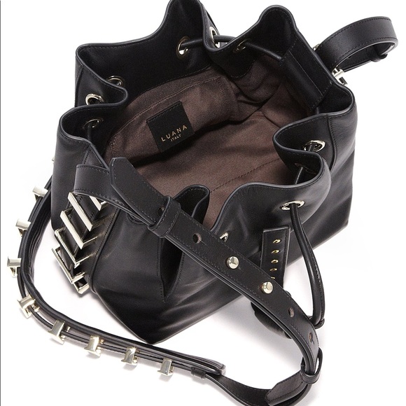 Luana Italy | Bags | Luana Italy Nico Mini Bucket Bag In Black Leather ...